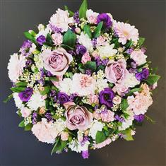 Mixed Posy Pad In Purples - Funeral Flowers Crewe